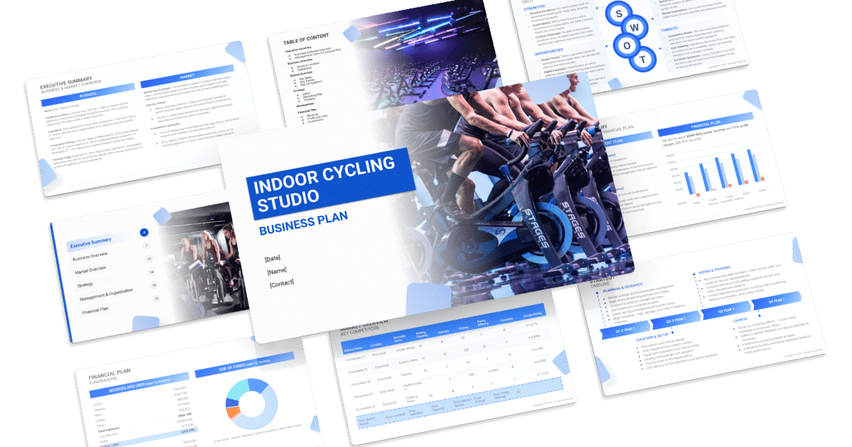 Indoor Cycling Studio Business Plan Template & PDF Example - SharpSheets