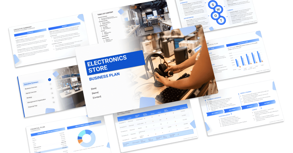 Electronics Store Business Plan PDF Example - SharpSheets