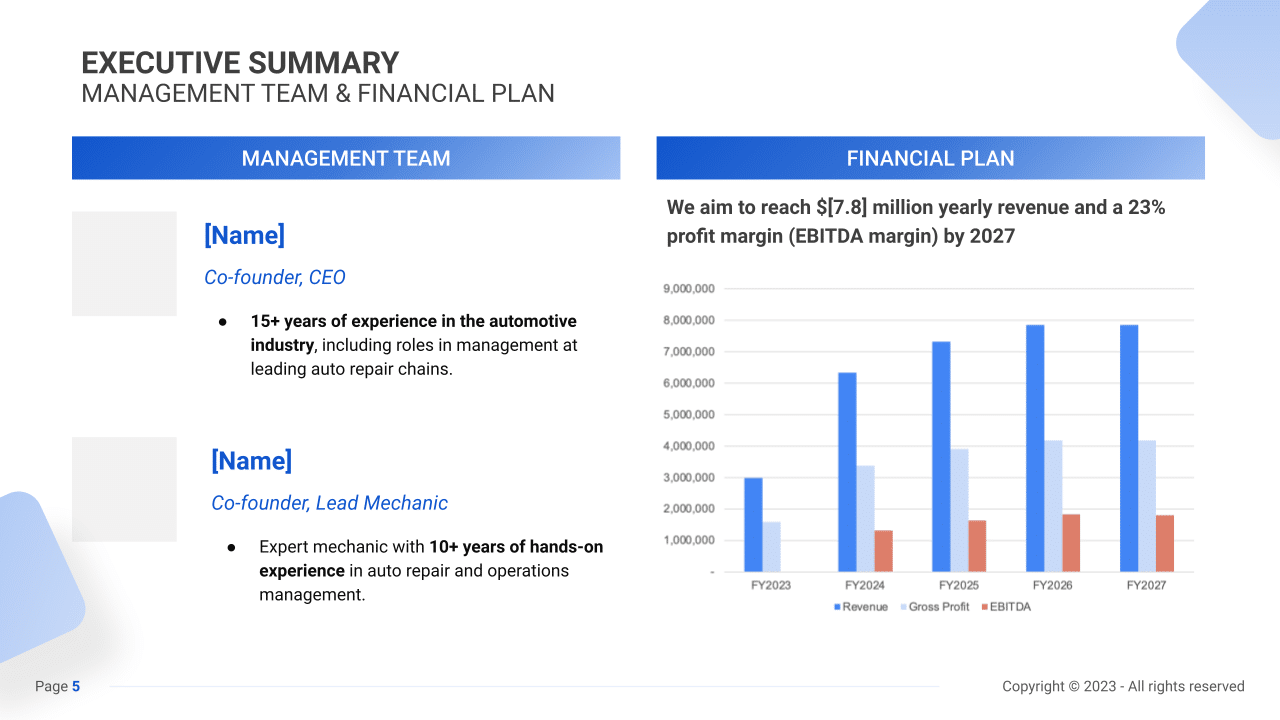Auto Repair Business Plan Template & PDF Example - SharpSheets