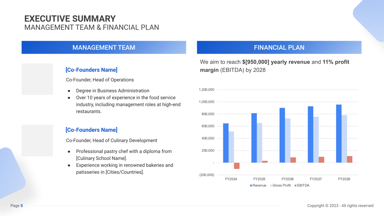 Bakery Business Plan PDF Example - SharpSheets