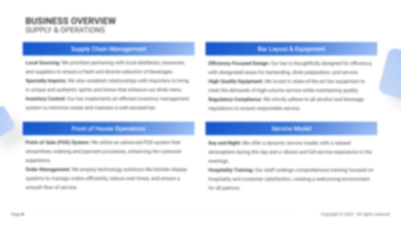 Bar Business Plan PDF Example - SharpSheets