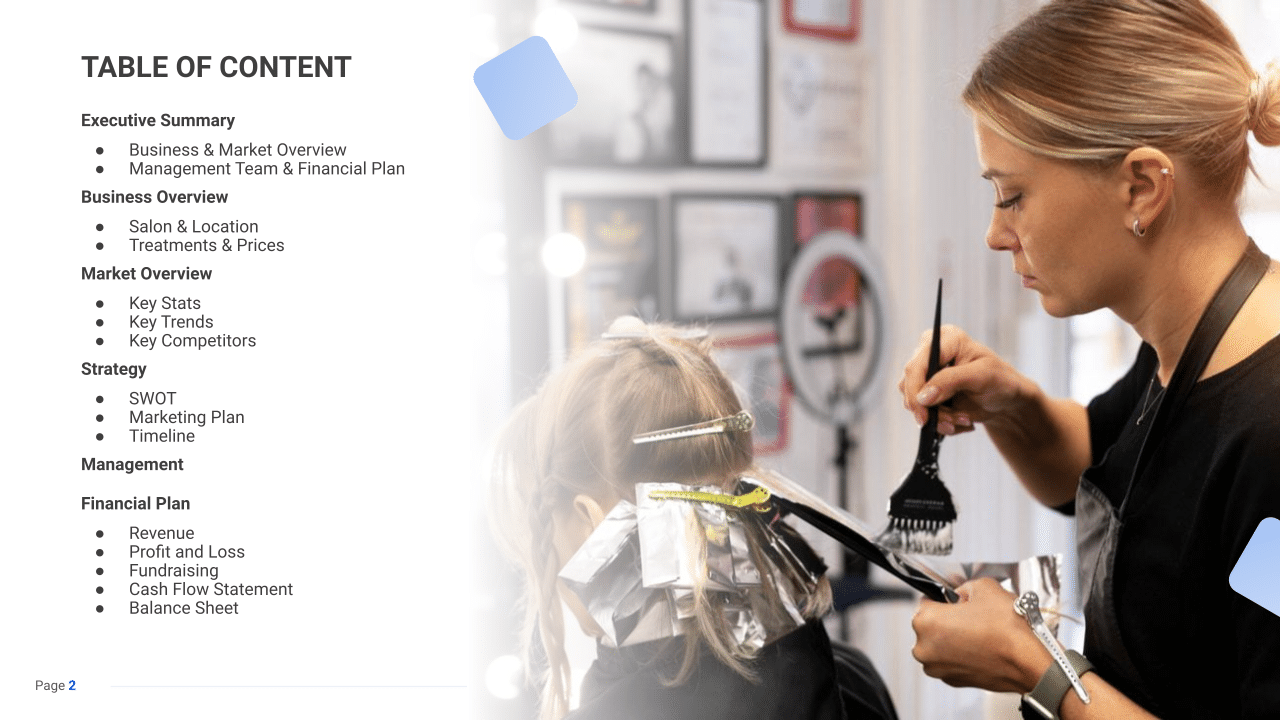 Beauty Salon Business Plan Template & PDF Example - SharpSheets