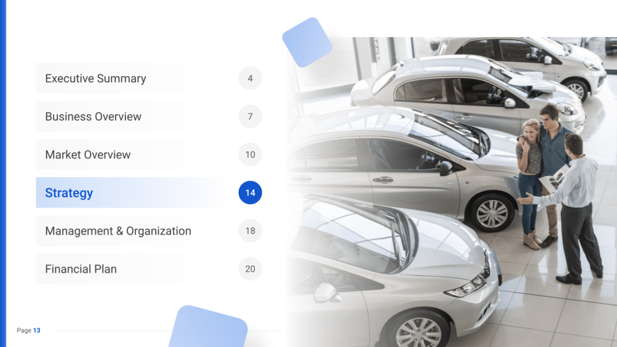 Car Dealership Business Plan PDF Example - SharpSheets