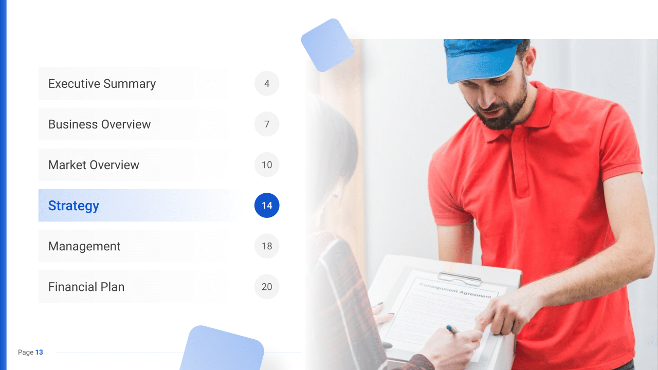 Courier Business Plan PDF Example - SharpSheets