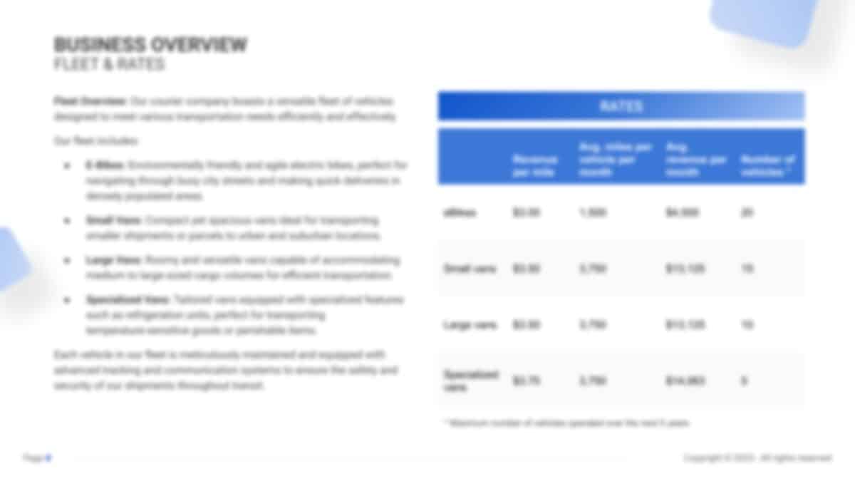 Courier Business Plan PDF Example - SharpSheets