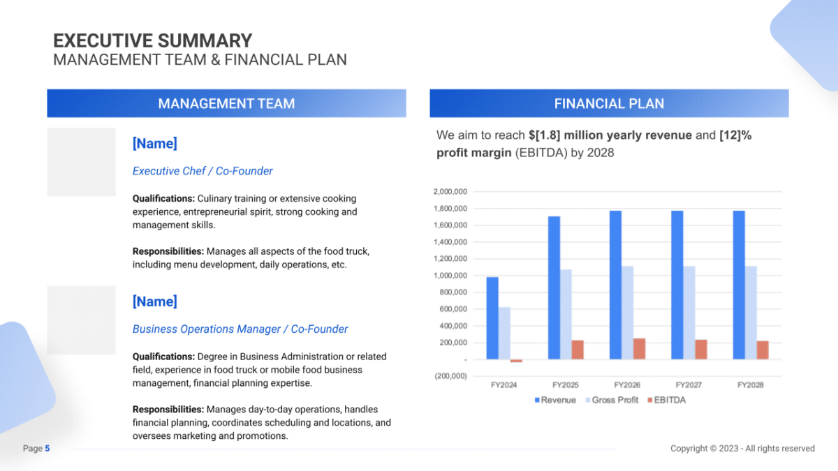 Food Truck Business Plan Template & PDF Example - SharpSheets