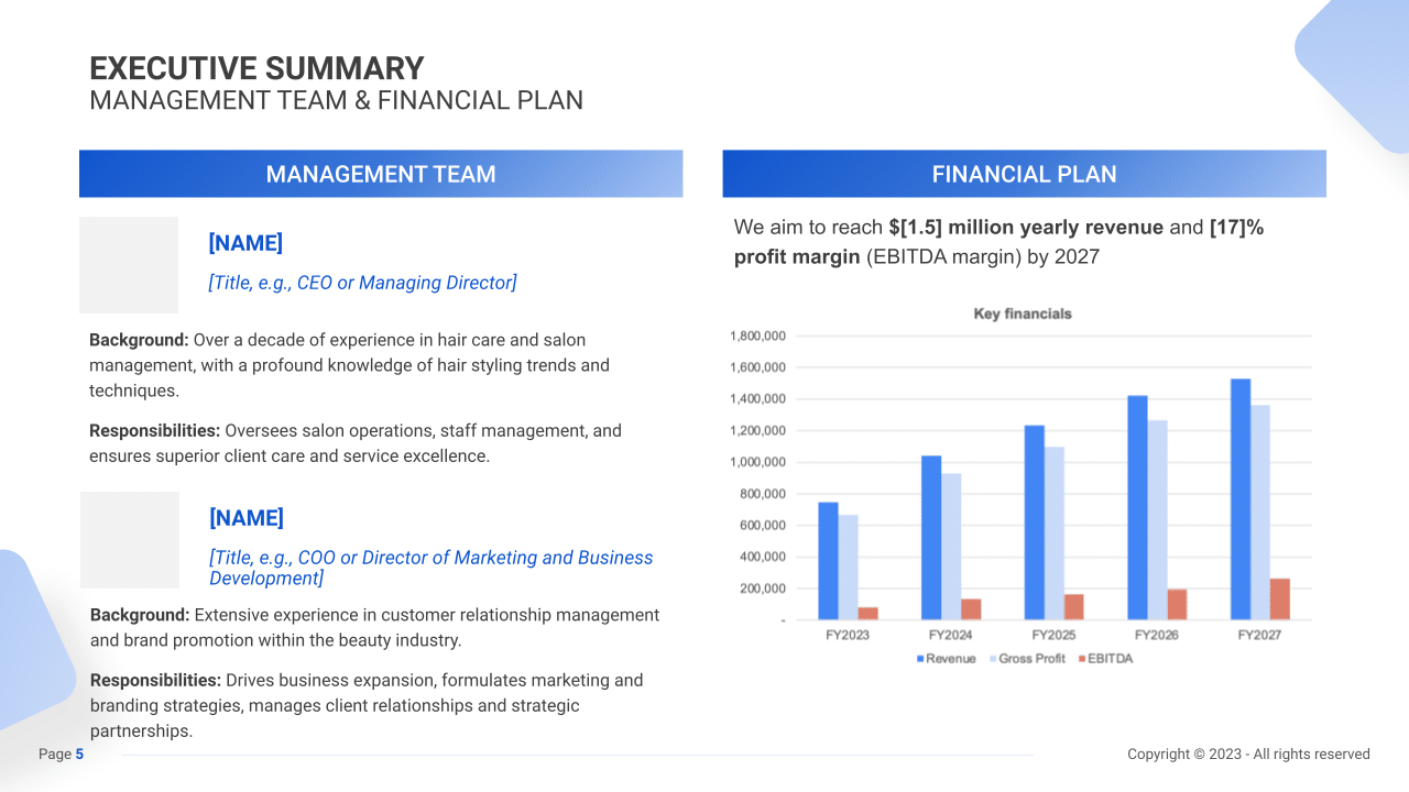 Hair Salon Business Plan Template & PDF Example - SharpSheets