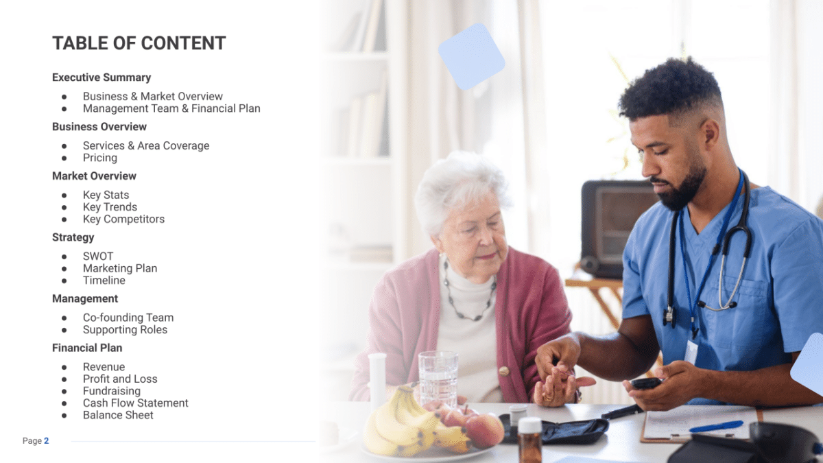 Home Care Business Plan Template & PDF Example - SharpSheets