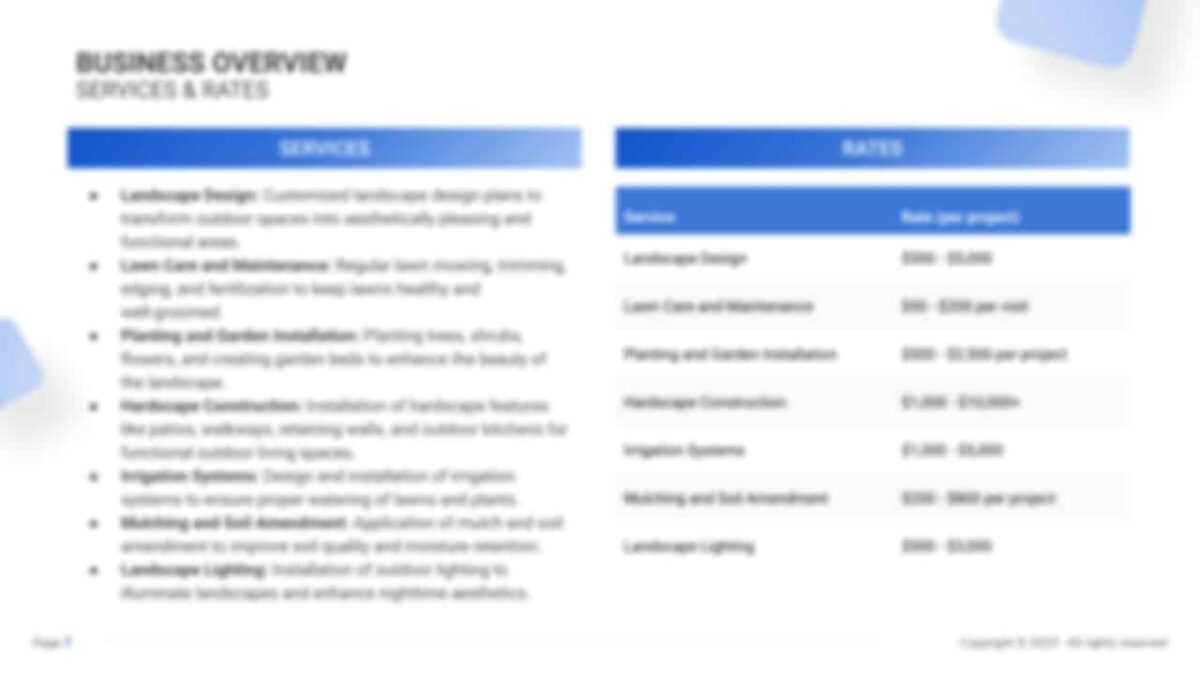 Landscaping Business Plan Template & PDF Example - SHARP
