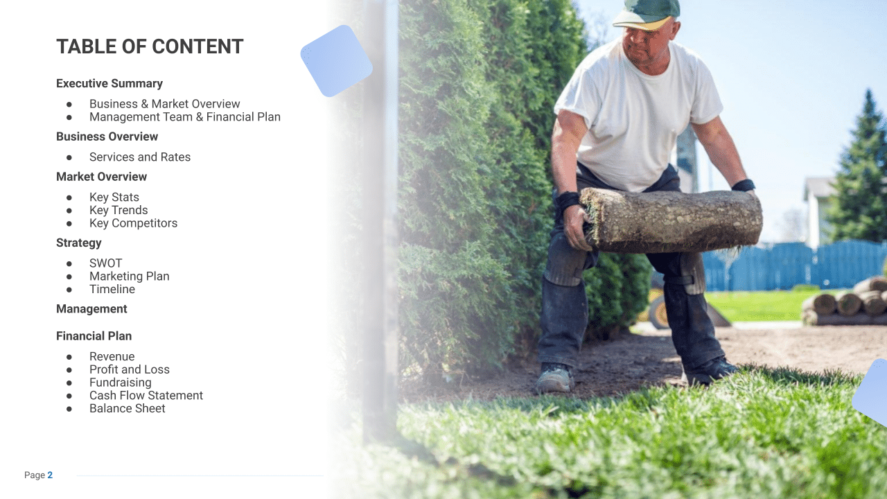 Landscaping Business Plan Template & PDF Example - SharpSheets