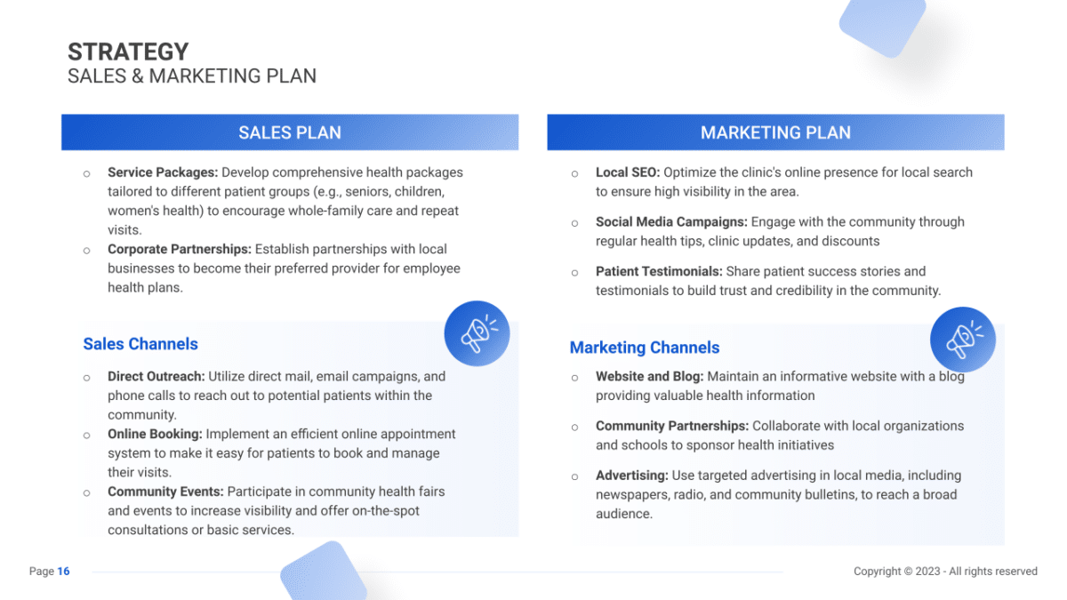 Medical Clinic Business Plan Template & PDF Example - SharpSheets