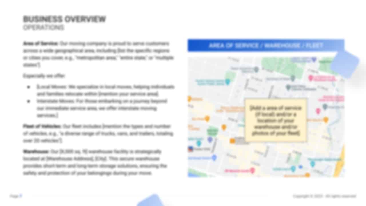 Moving Business Plan PDF Example - SharpSheets