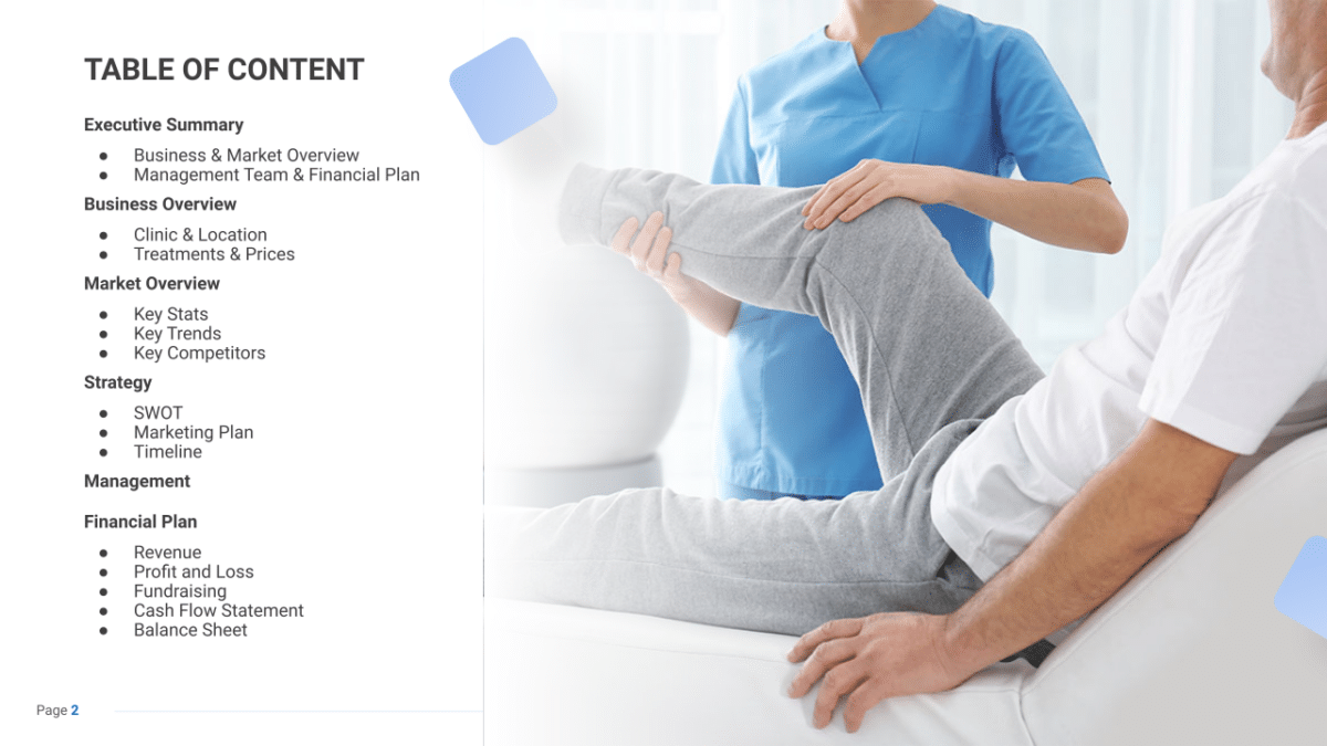 Physiotherapy Clinic Business Plan Template & PDF Example - SharpSheets
