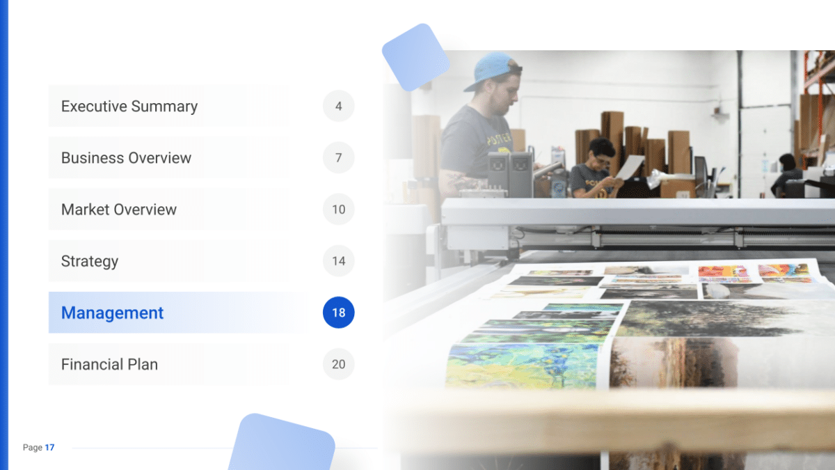 Printing Business Plan PDF Example - SharpSheets