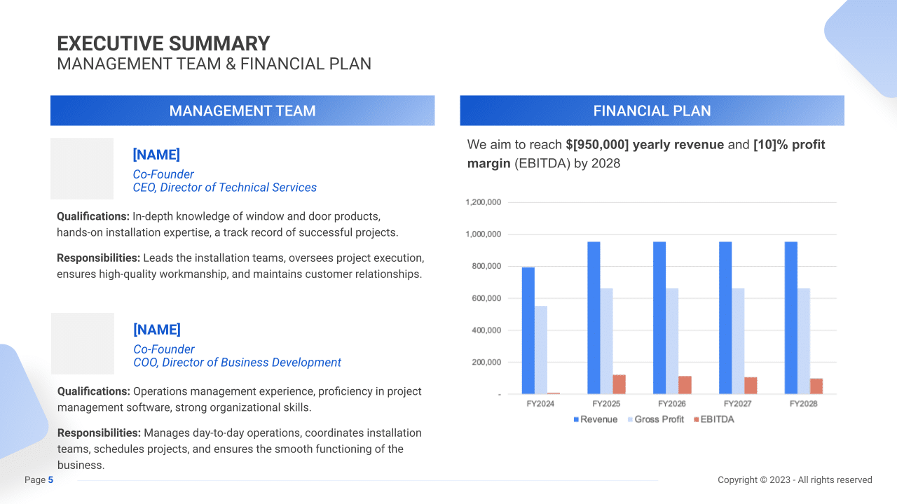 Window/Door Installation Business Plan PDF Example - SharpSheets