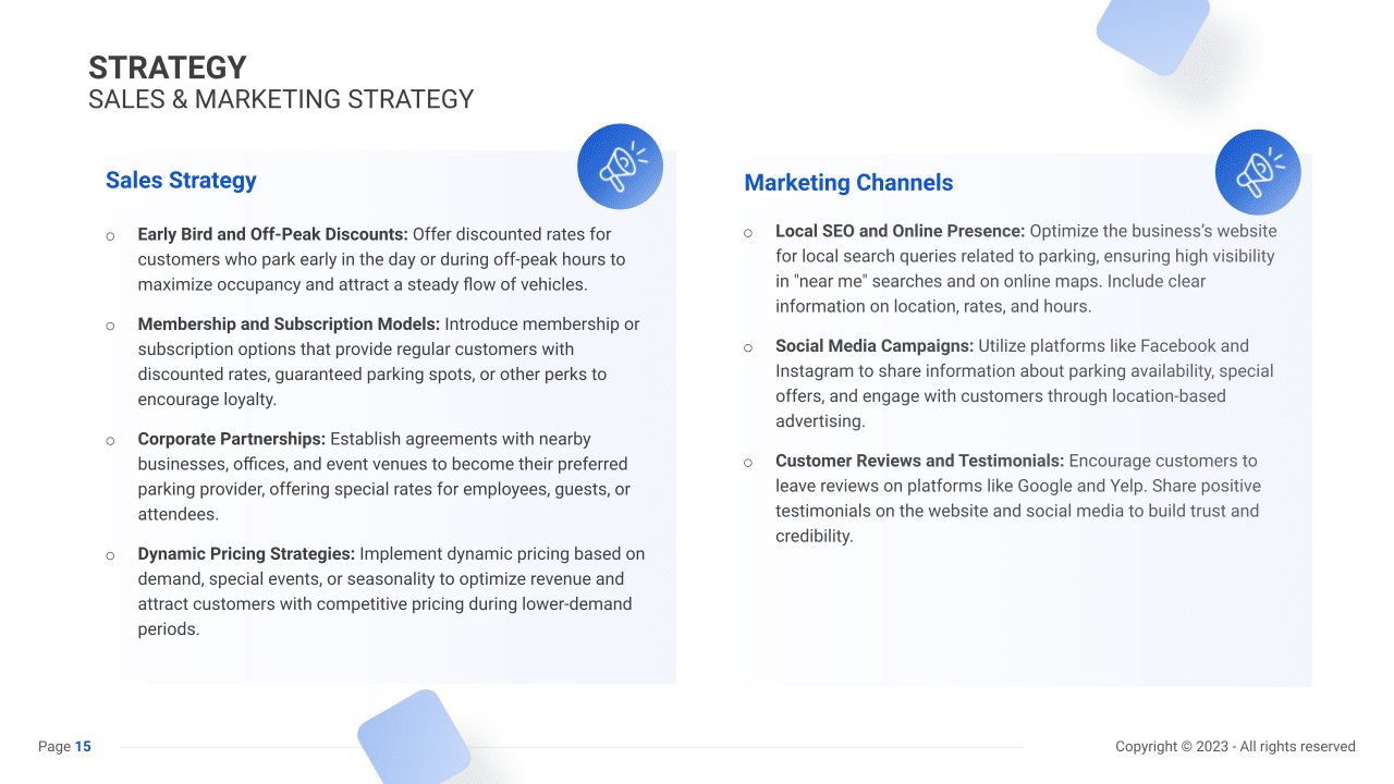 Car Parking Business Plan PDF Example - SharpSheets