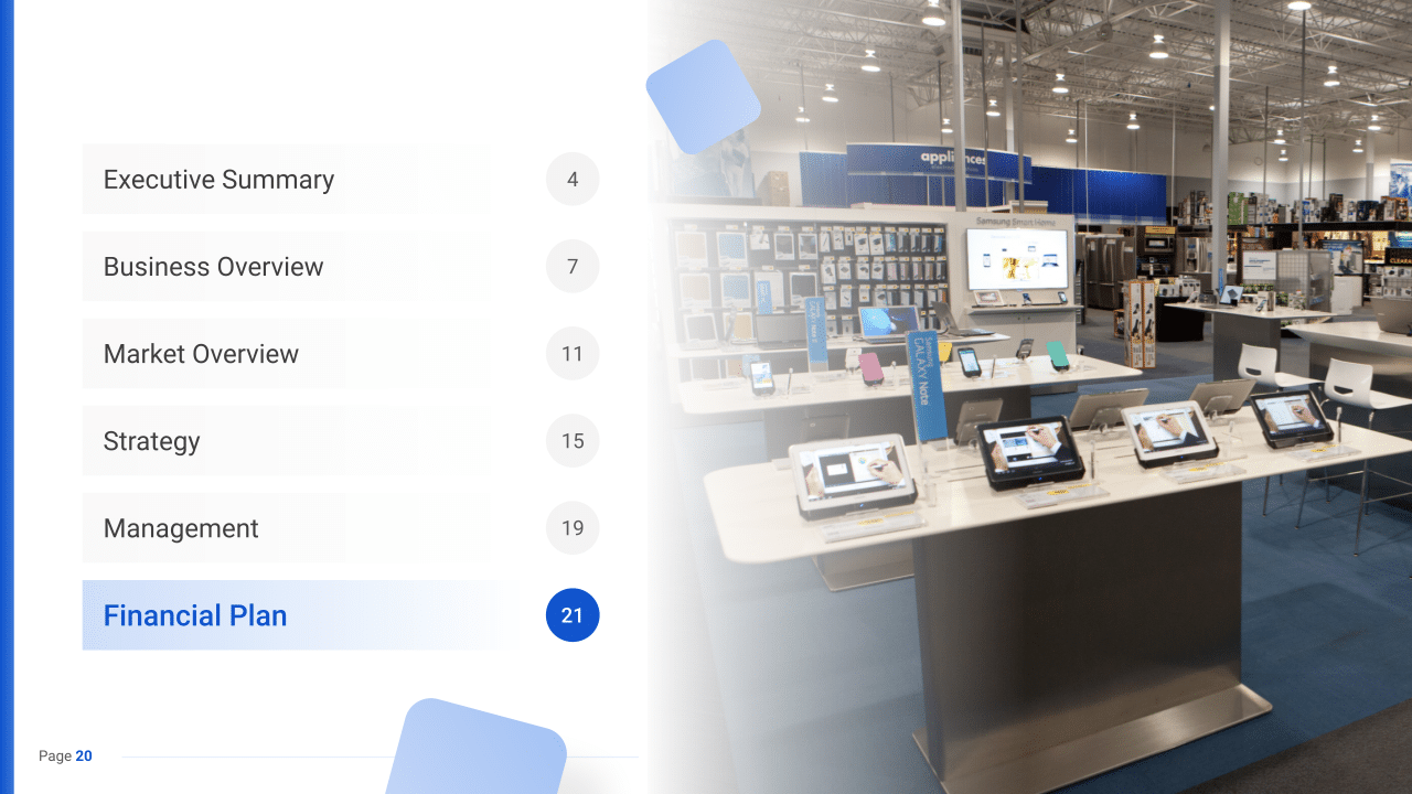 Electronics Store Business Plan PDF Example - SharpSheets