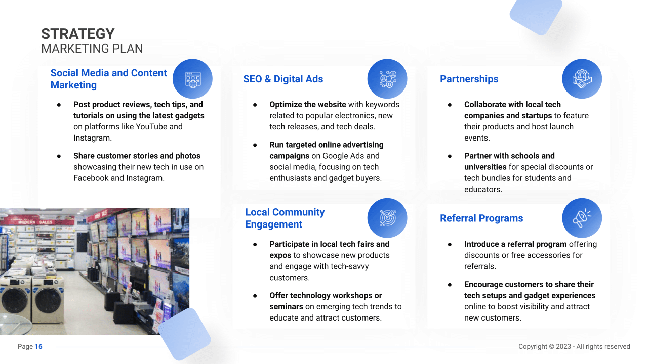 Electronics Store Business Plan PDF Example - SharpSheets