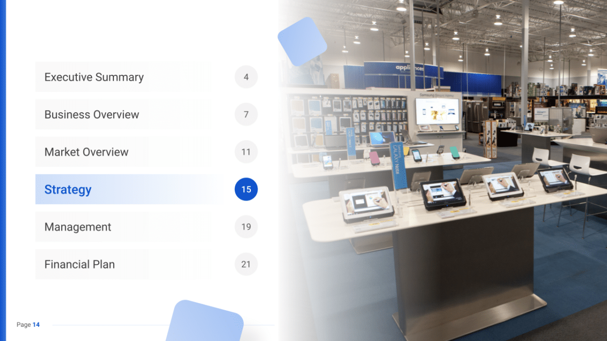 Electronics Store Business Plan PDF Example - SharpSheets